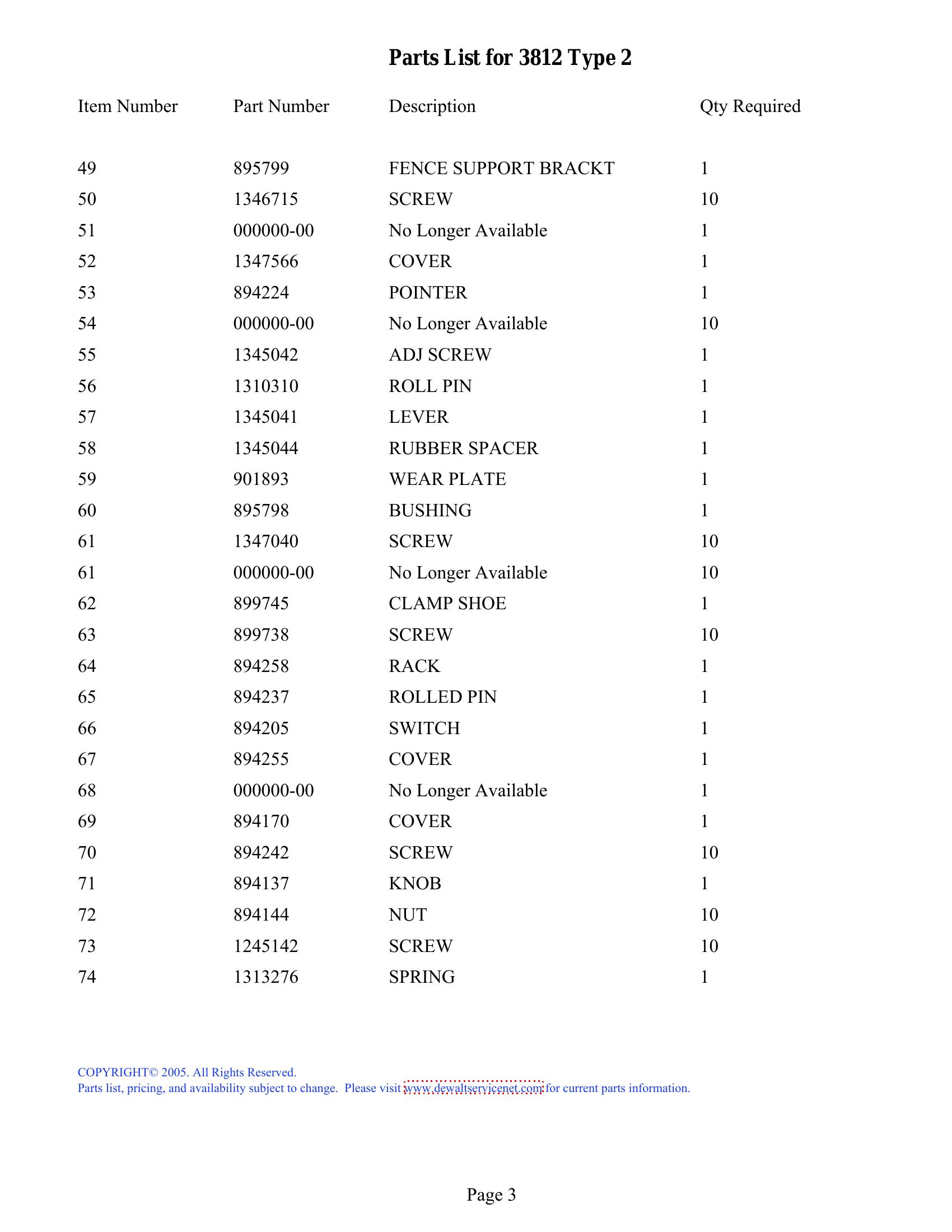 Parts for 3812 TYPE 2 | Powerhouse Distributing